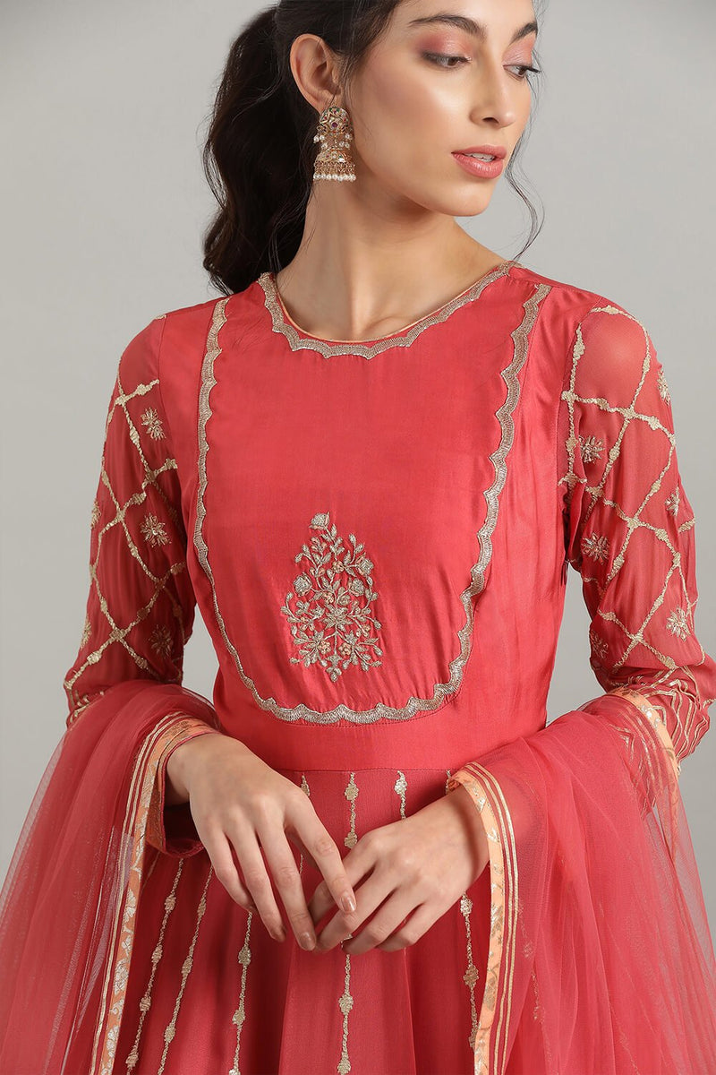 Kyra Coral Anarkali Suit Set – Kyra By Bhavna