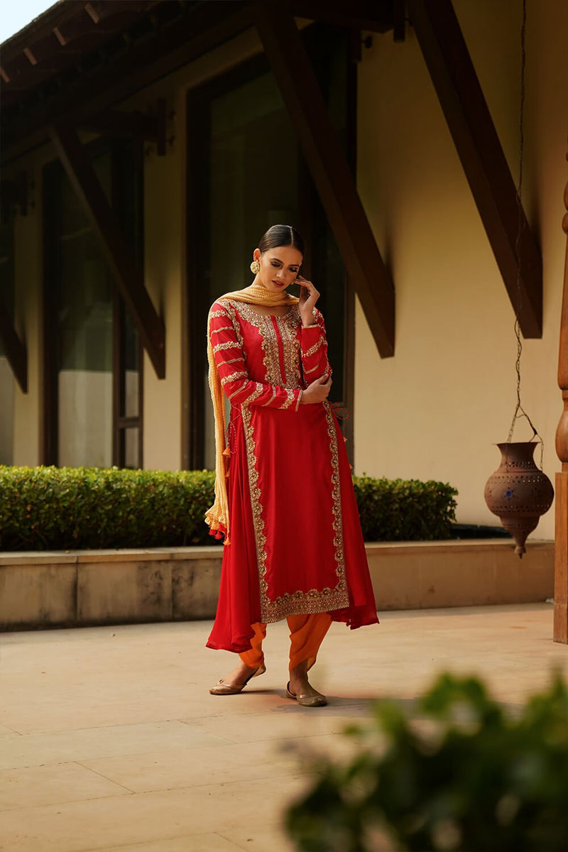 Kyra The Red Embroidered Suit Set – Kyra By Bhavna